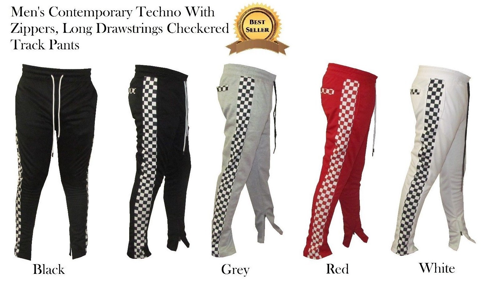 Checkered Track Pants Printed Tape Colorblock Premium Slim fit three ...