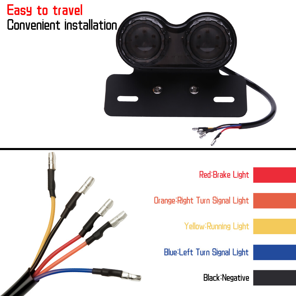 New Motorcycle Integrated LED Tail Light Dual Turn Signal Brake License ...