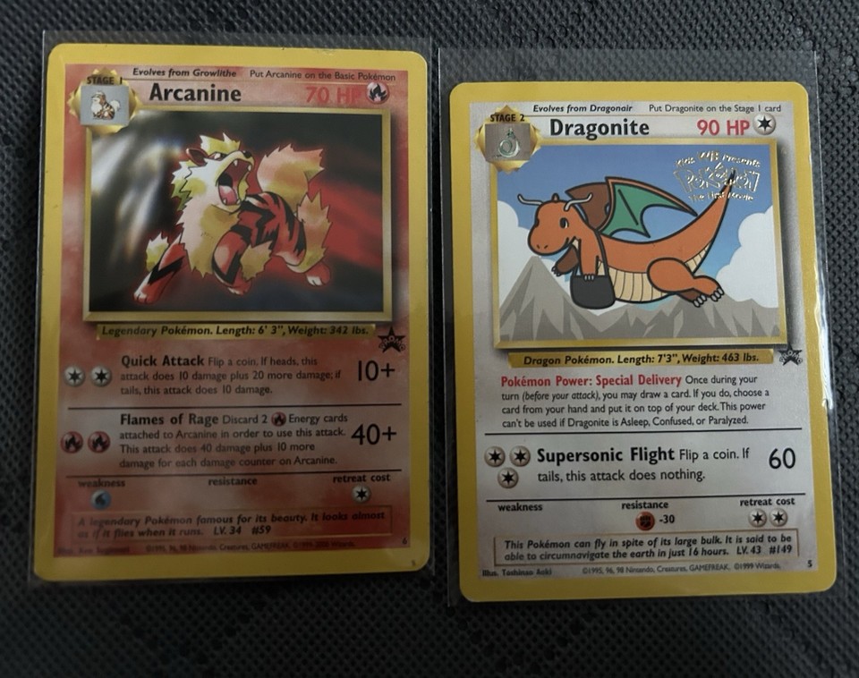 Collection Vintage Pokemon Cards Black Star Promo 6 Arcanine Dragonite ...