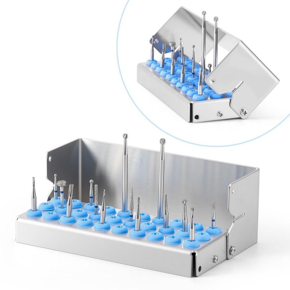 AZDENT Dental Burs Holder Block Disinfection Box 304 Stainless Steel 8 ...