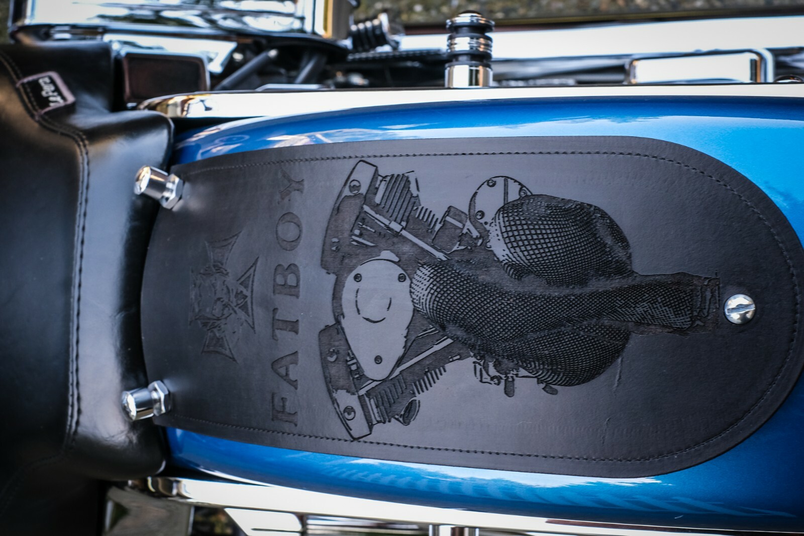 Rear Fender Bib Panel Leather Sexy Fatboy Softail Harley Davidson Black ...