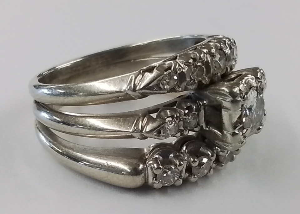 14K White Gold JTC 969 Ring 3 Band Setting Wedding/Engagement - Size 5. ...