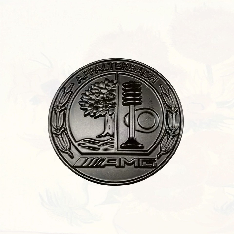 55mm Affalterbach Emblem Front Hood MATTE BLACK Apple Tree Decal Badge ...