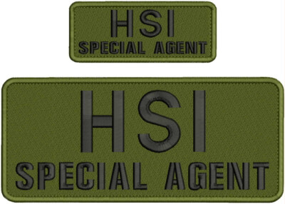 HSI special agent EMBROIDERY PATCH 4X10 AND 2X5 HOOK ON BACK blk on od ...