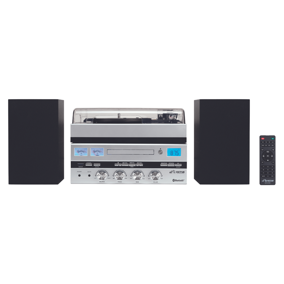 Victor Geneva 5-in-1 Desktop Music Center | 3-Speed Record Player | FM ...
