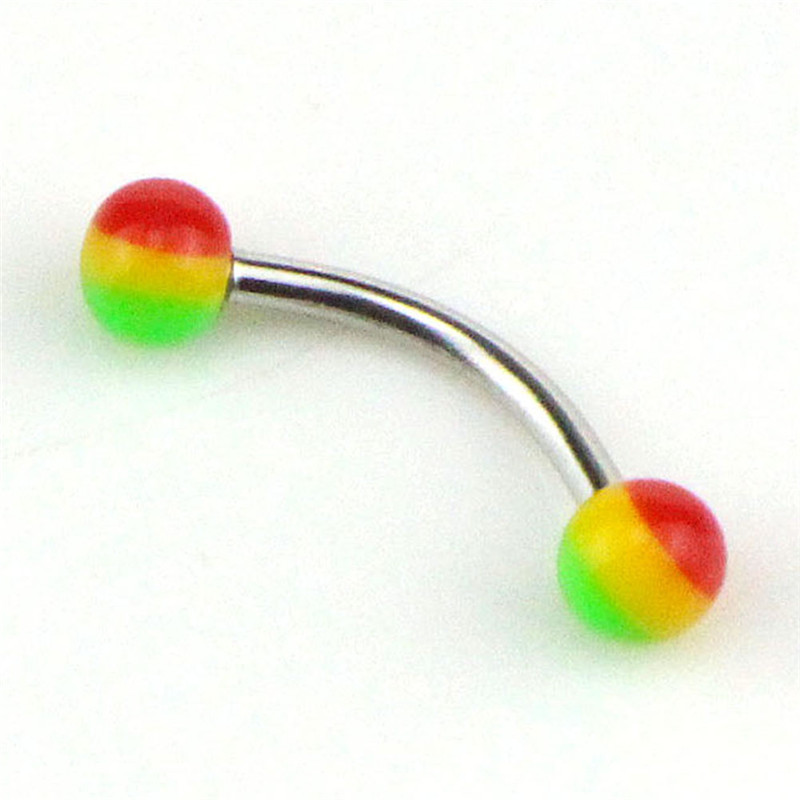20PCS Stainless Steel Ball Barbell Curved Eyebrow Rings Bars TraguY&IU ...