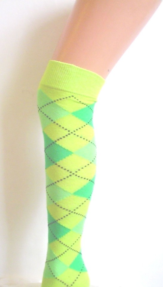 ARGYLE CHECK DIAMOND STRETCH LONG KNEE HIGH SOCKS PUB GOLF FANCY DRESS ...