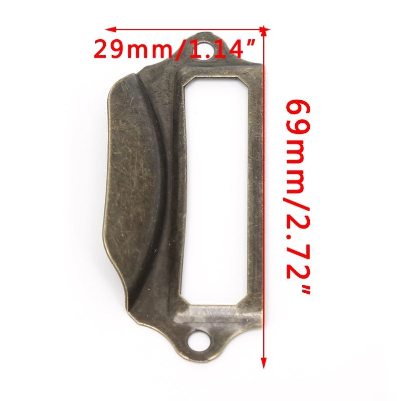 10X Brass Antique Label Pull Frame Handle File Name Card Holder Cabinet ...