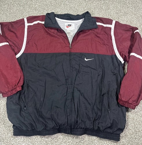 VIntage 90s Nike Maroon/Black/White Color Block XLT Full Zip Track ...