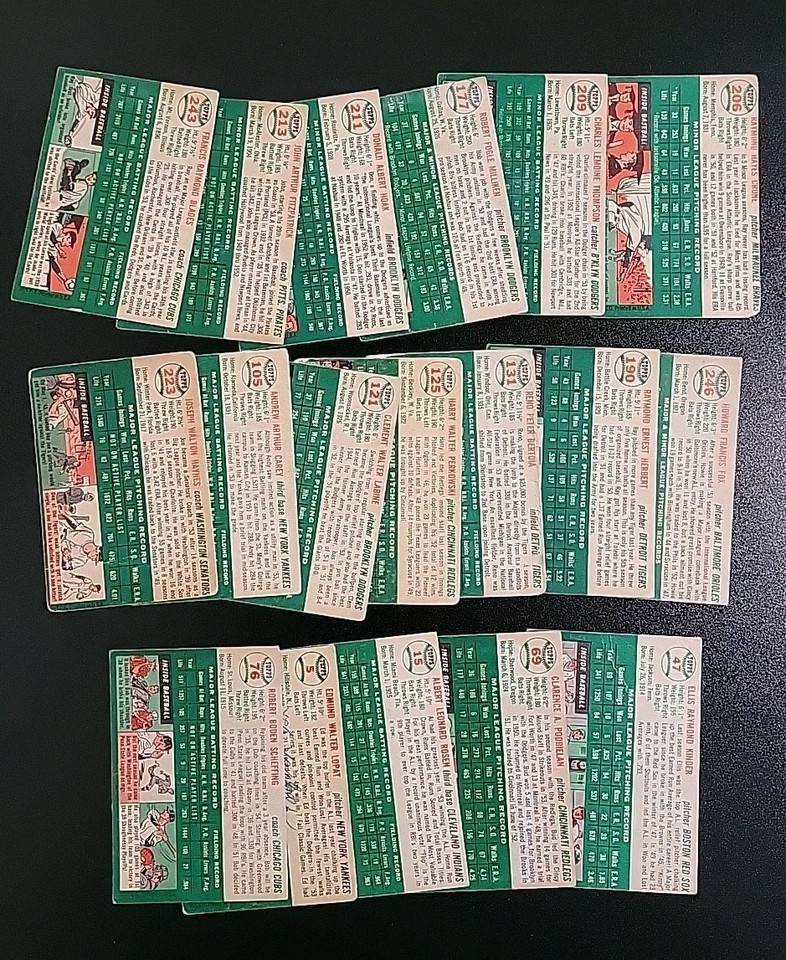 1954 Topps Baseball Card Lot - 18 Vintage Cards - W/ Ed Lopat and Howie ...
