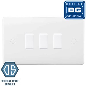 BG White 3 Gang light Switch in Double Format Custom Grid Free Delivery ...