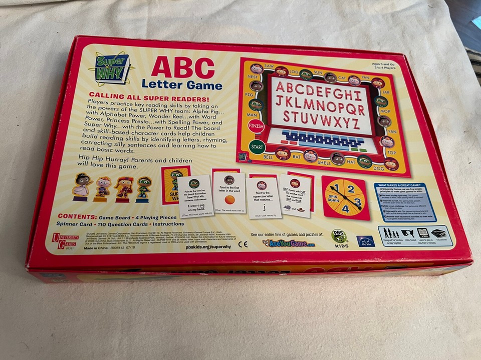 PBS Kids Super Why ABC Letter Board Game University Games 2012 Complete ...