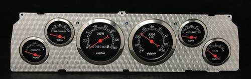 1964 1965 1966 Chevy Truck 6 Gauge Dash Panel Set Engine Turned Black ...