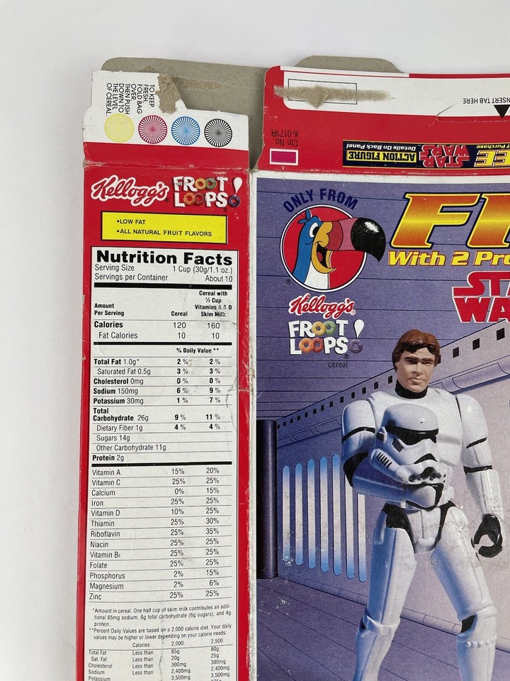 Star Wars 1994 Kellogg's Froot Loops Cereal Han Solo Figure Promo Empty Box 8oz | eBay