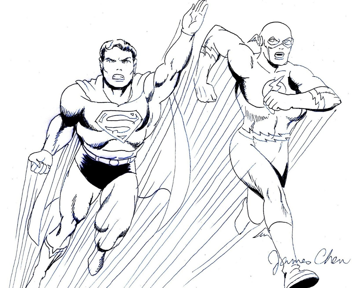 Superman Black And White Drawing
