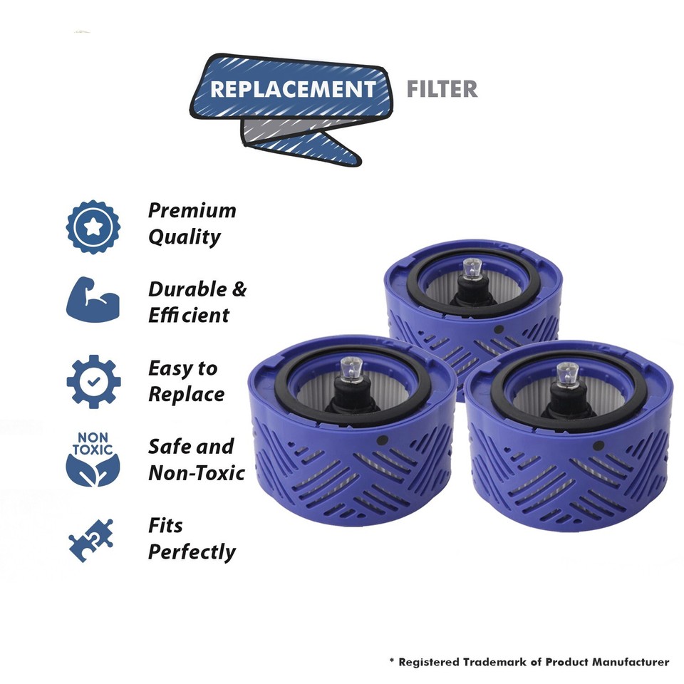 (3) Fits For Part For Dyson V6 Absolute Cordless, Stick Vacuum, Hepa ...