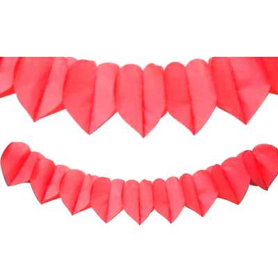 Red Love Heart Interlinked Tissue Paper Garland Banner 6m Valentines ...