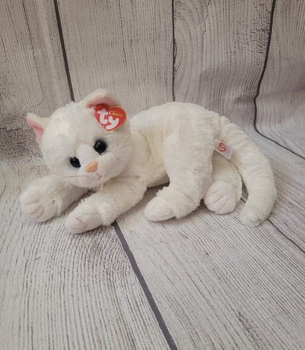Ty Classic Crystal White Kitty Cat Plush Blue Eyes Stuffed Animal Htf ...
