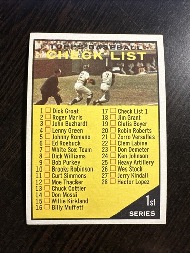 1961 TOPPS #17 UNMARKED CHECKLIST 1ST SERIES NM *Hot Corner Vintage* | eBay