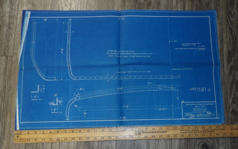 Lot of 9 Pennsylvania Railroad Phila Blueprints PRR Car Parts 1940's ...