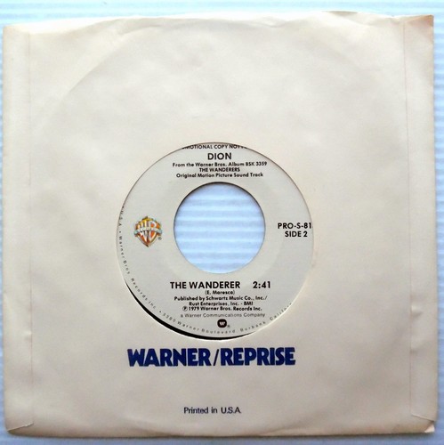 DION DiMUCCI The WANDERER 1979 reissue double-A side Warner Bros PROMO ...