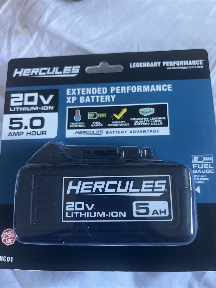 Hercules (HC01) 20V Lithium-Ion 5.0 Ah Extended Performance XP Battery ...