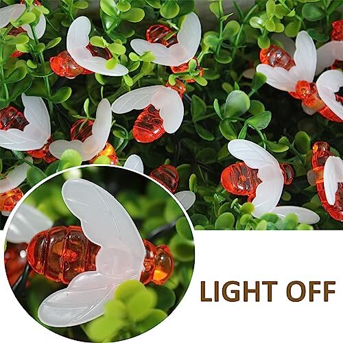 Solar String Lights 40 LED Honey Bees Lights Outdoor 20ft, Waterproof ...