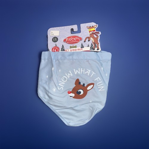 Rudolph The Red Nose Reindeer Light Blue Pet Dog Bandana Size S/M Snow ...