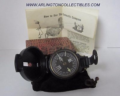 Vintage LENSATIC Black Plastic Engineer Compass w/ Brass Ring in ...