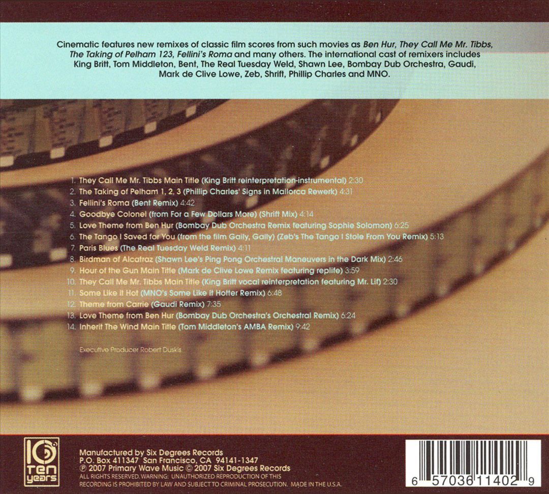 VARIOUS ARTISTS - CINEMATIC: CLASSIC FILM MUSIC REMIXED NEW CD ...