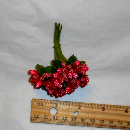 VINTAGE style Millinery RED Bead flower pick/bunch Dolls, Scrapbook ...