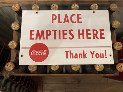Original Coca Cola Place Empties Here Bottle Rack Sign display | eBay