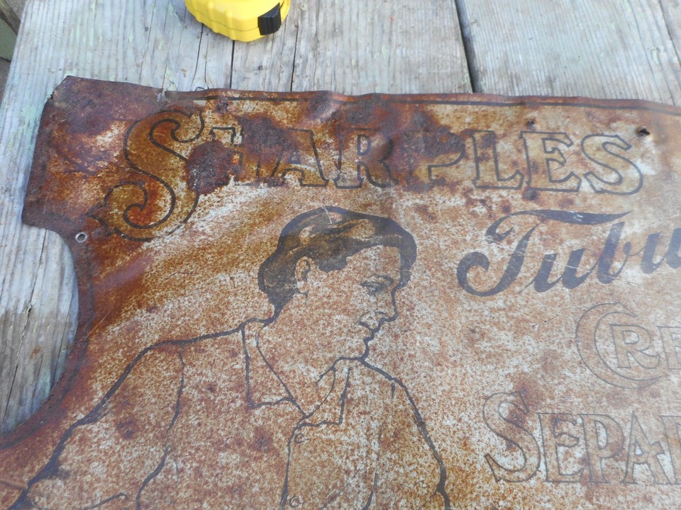 Vintage RARE SHARPLES CREAM SEPARATOR FARM DAIRY Advertising Metal SIGN ...