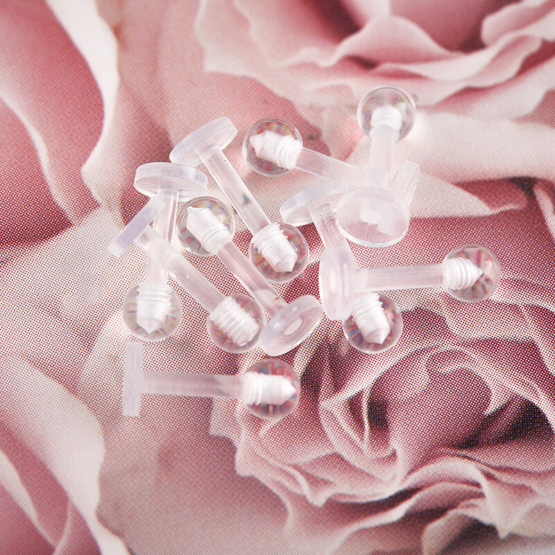 10pcs Clear Acrylic Lip Stud Piercing Ring Ear Cartilage Earring Bar ...