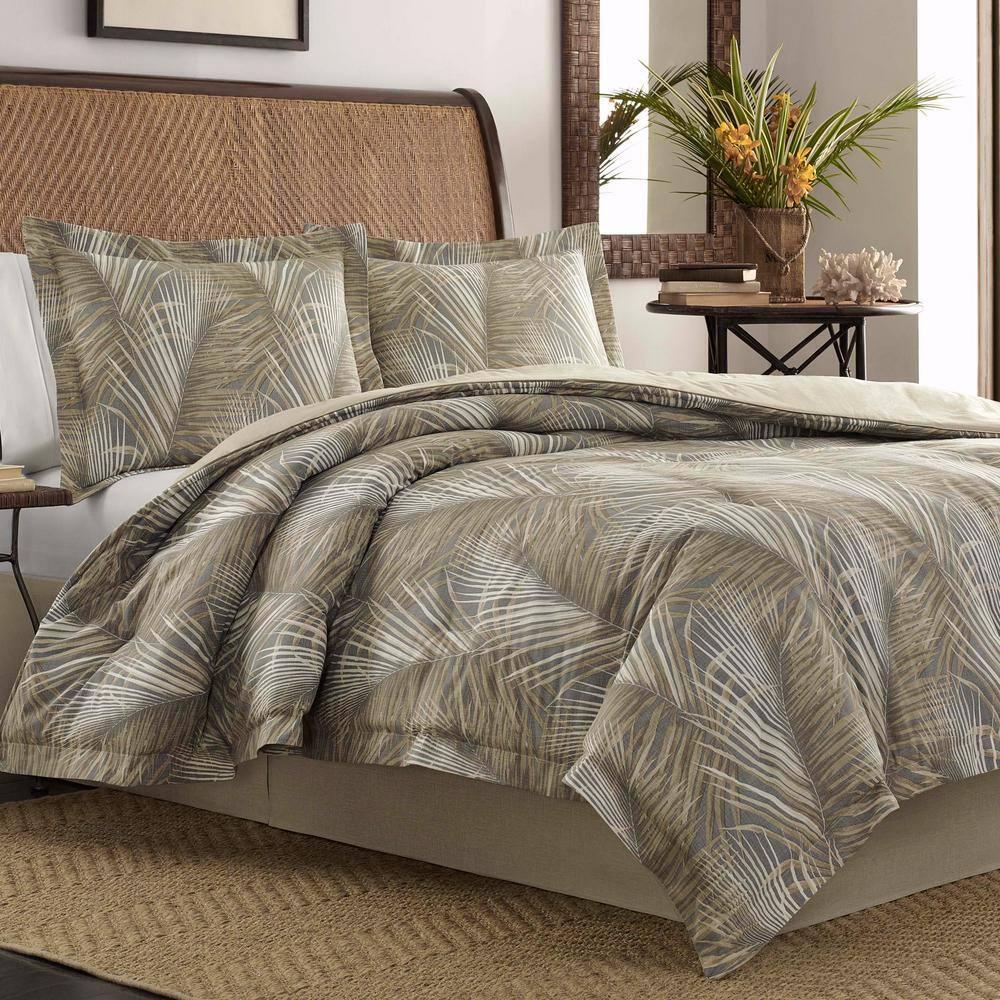 Tommy Bahama Bedding Set (4Pc) Queen Reversible Soft Cotton Botanical ...