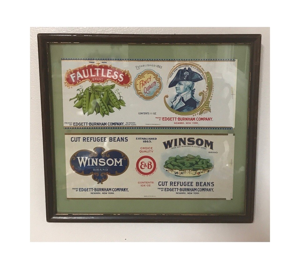 Vintage Framed Canned Bean Labels Farmhouse Decor USA | eBay