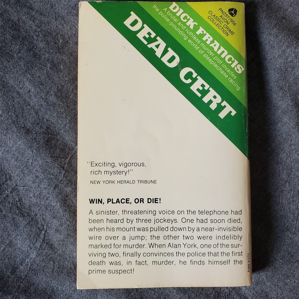 Dead Cert by Dick Francis, paperback copyright 1962 | eBay