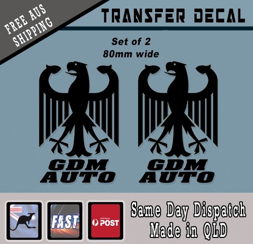 German GDM AUTO Decal sticker BLACK twin SET 80mm wide DRIFT RACE ...
