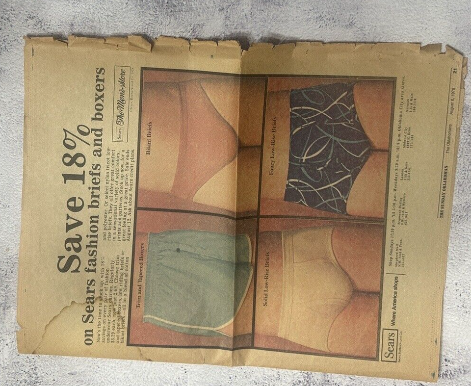 August 1978 VTG Daily Oklahoman Newspaper Pages Sears Ad Kansas Concert ...