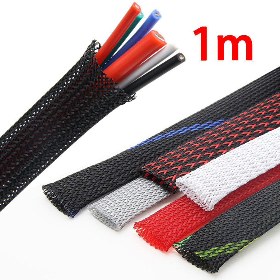 1m Expandable Braided Cable Sleeving 3~16mm Auto Wiring Harness Tidy ...