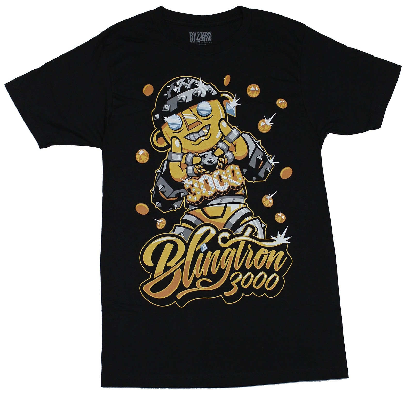 Hearthstone Adult New T-Shirt - Blingtron 3000 Golden Blinged Out Guy ...