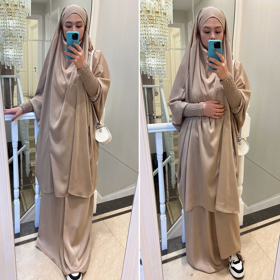 Khimar Hijab Overhead Burqa Caftan Abaya Muslim Women Prayer Set ...