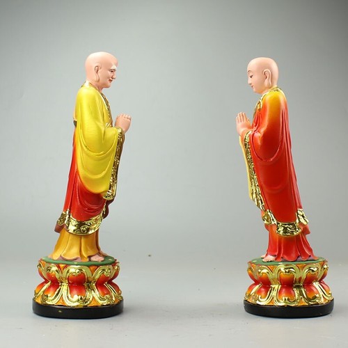 2 Pcs 12" Resin Buddha Statue Ananda Maha Kassapa Buddhist Sculpture ...