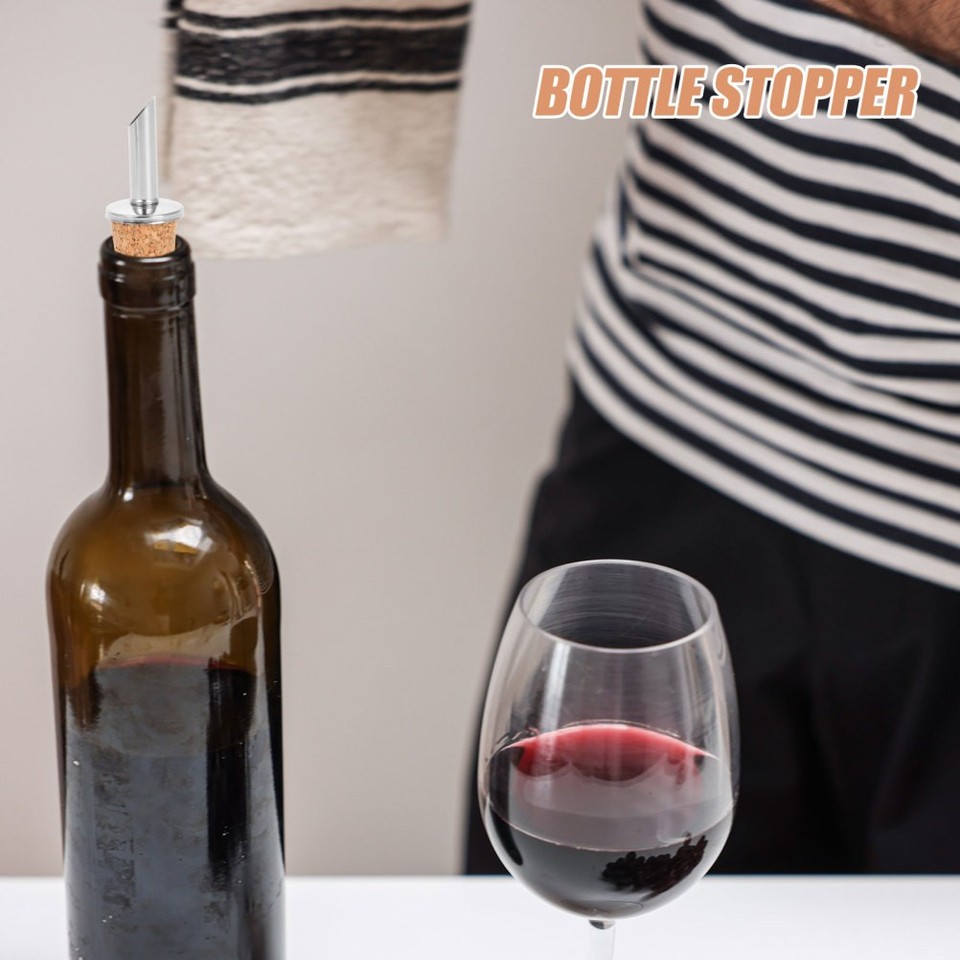 5 Pcs Stainless Steel Olive Oil Bottle Pourer Cork Spout Wine Liquor ...