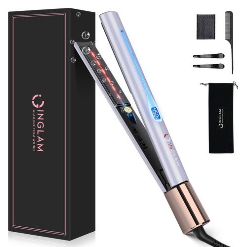 IG INGLAM Titanium Flat Iron Hair Straightener, Curling Iron 1 Inch ...