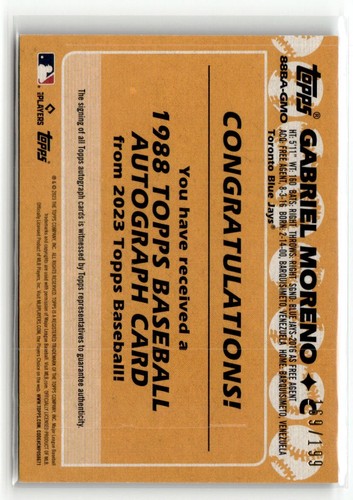 2023 Topps #88BA-GMO Gabriel Moreno 1988 35th Anniversary Auto Black ...