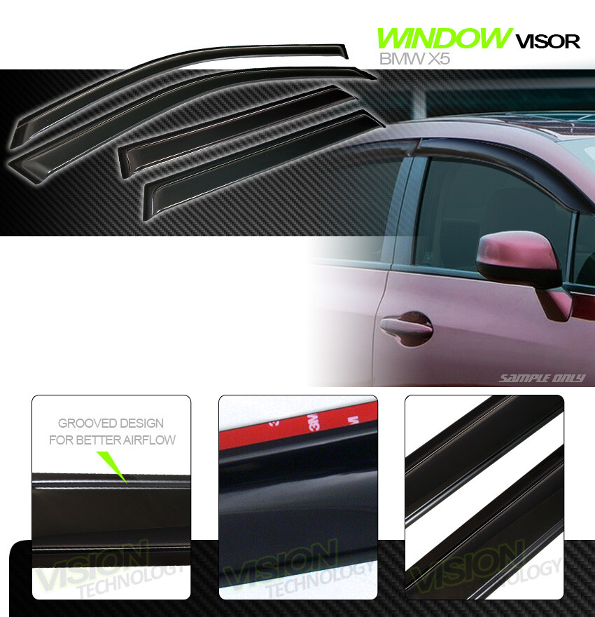 For 01-06 BMW X5 E53 JDM Rain/Wind Guard Smoke Tint Vent Shade Window ...