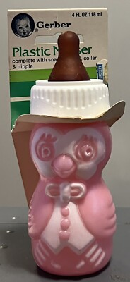 VTG Vintage NOS Gerber Pastel Pink Penguin Nurser Baby Bottle Plastic 4 ...