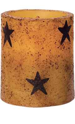 New Primitive Grungy BLACK STAR PILLAR CANDLE LED Battery Timer Light 3 ...