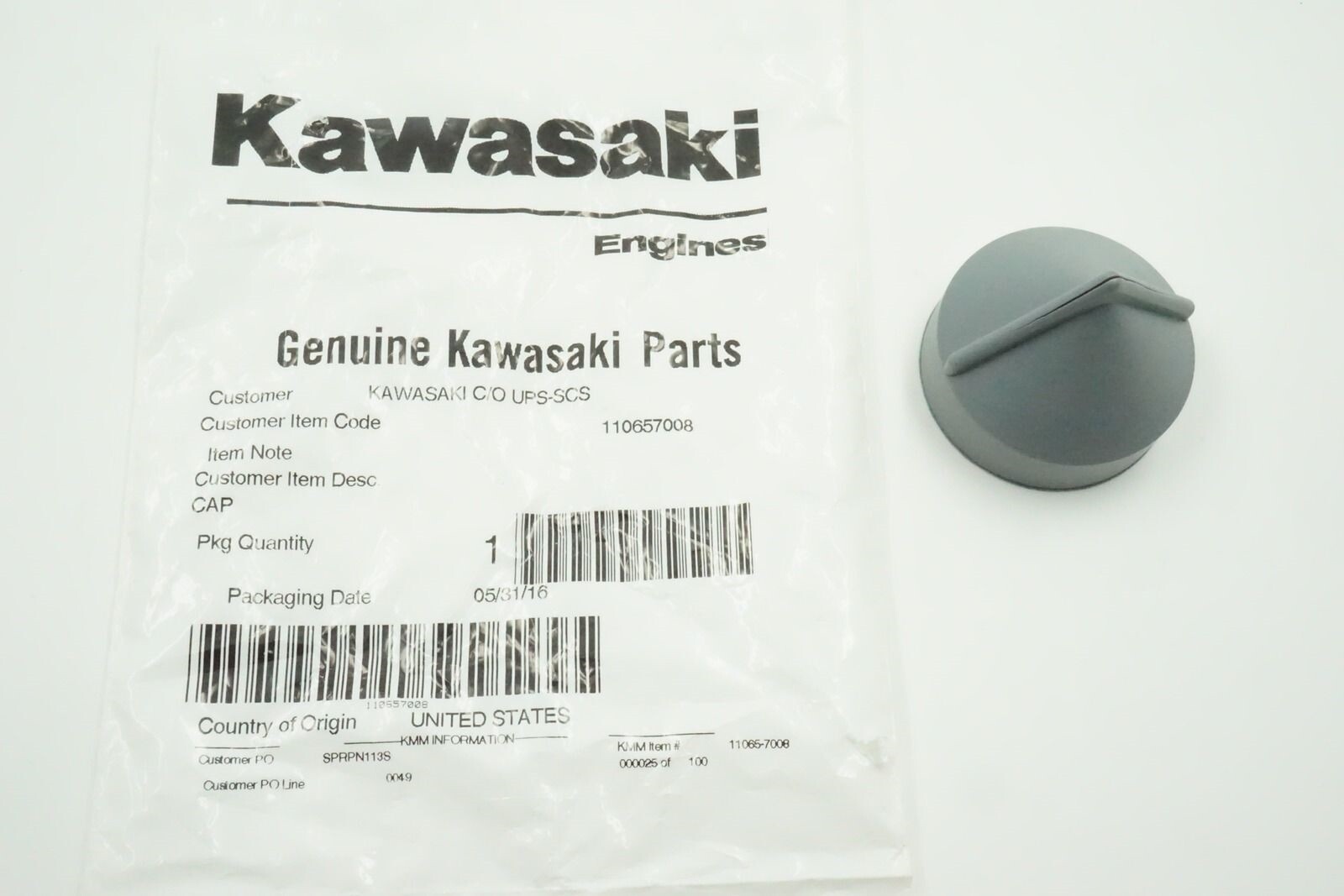 GENUINE OEM KAWASAKI PART # 11065-7008 DUST CAP; HEAVY DUTY AIR FILTER ...